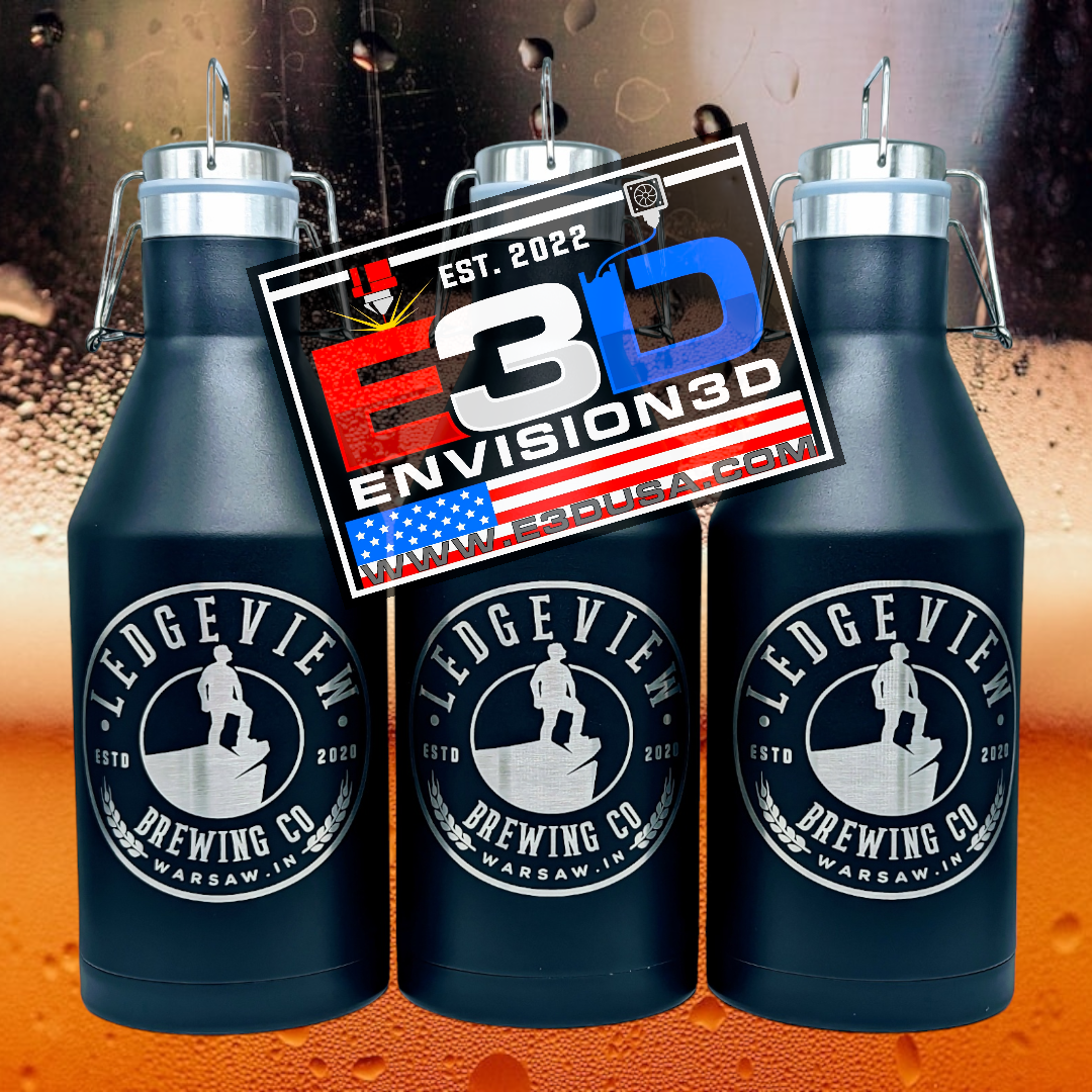 64oz Black stainless growler – Envision3d Printing and Laser